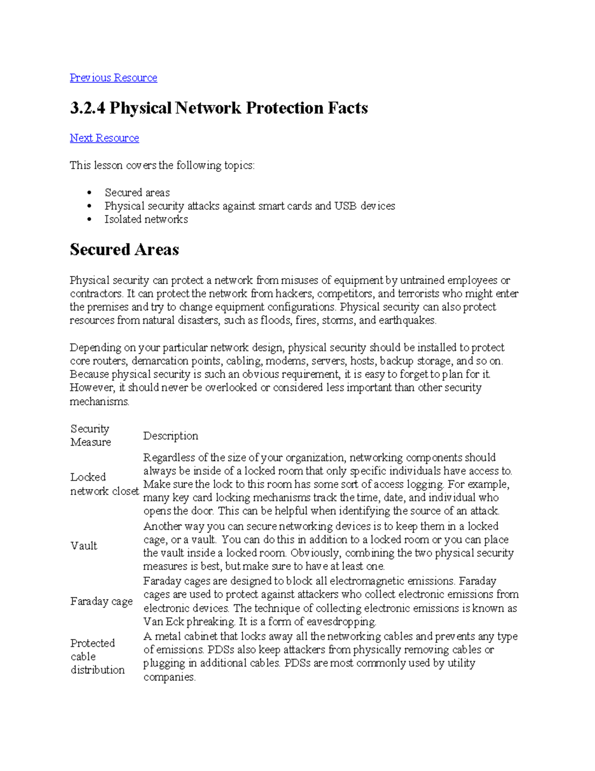 3.2.4 Physical Network Protection Facts - Previous Resource 3.2 ...