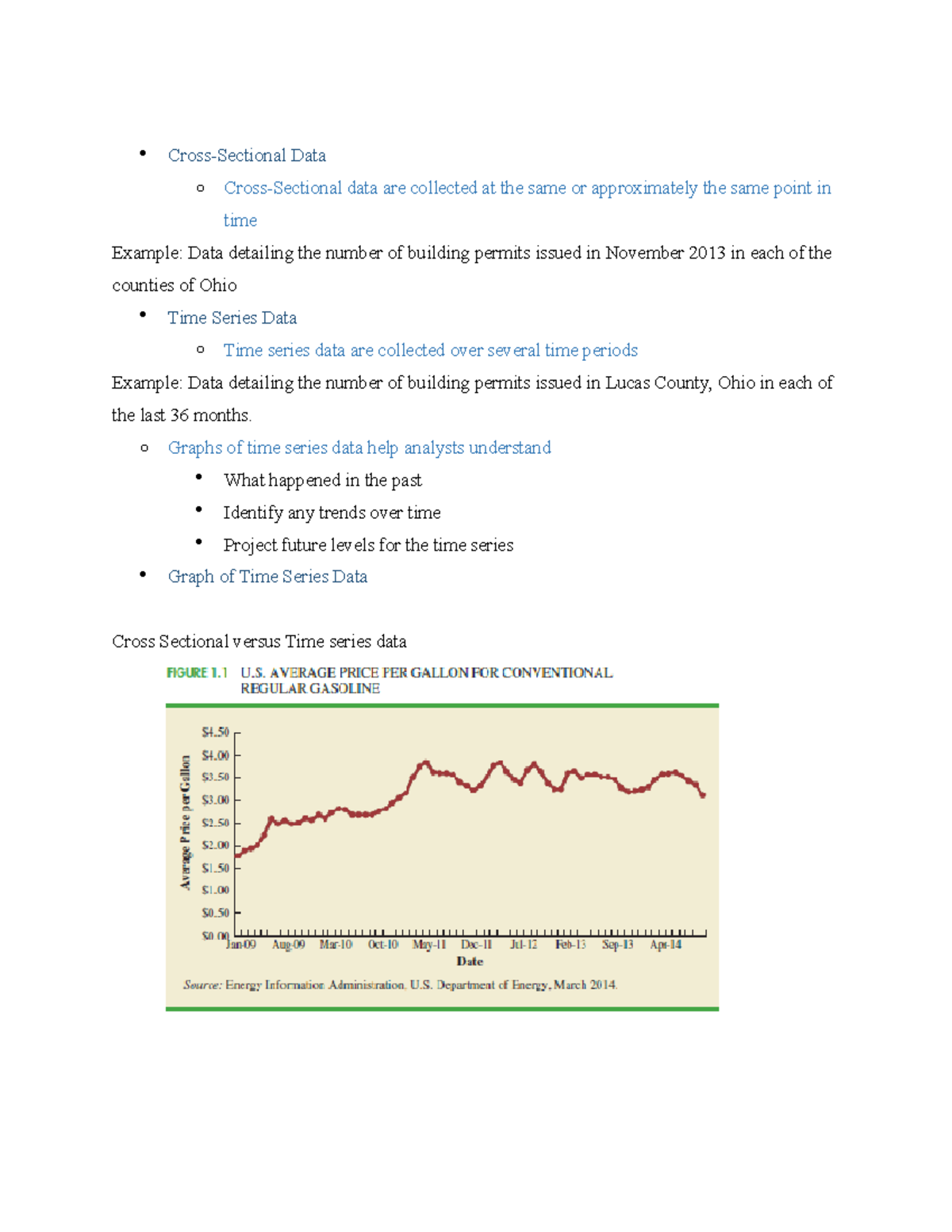 Cross Sectional versus Time series data - Cross-Sectional Data o Cross ...
