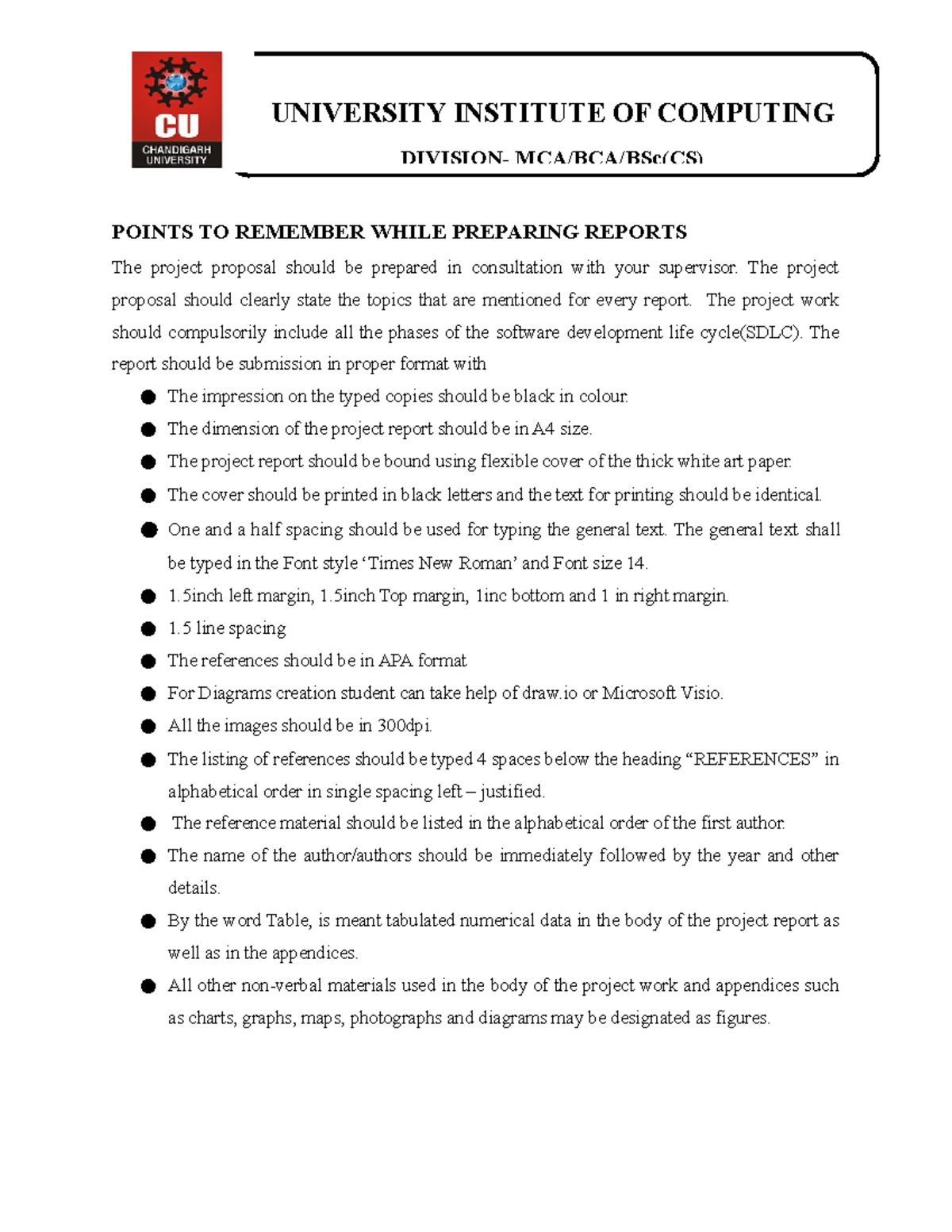 Format Of Synopsis And Report Project POINTS TO REMEMBER WHILE