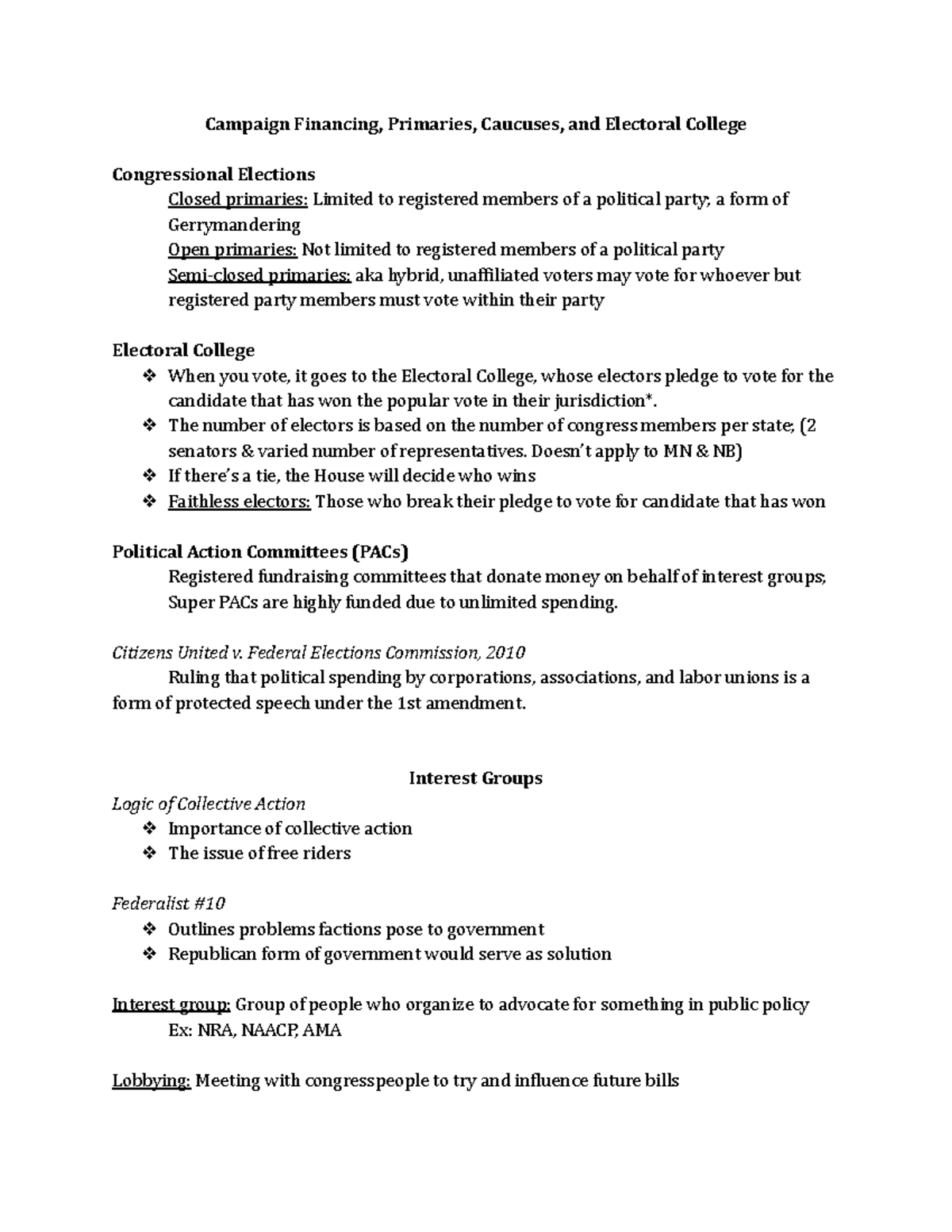 Campaigning And Interest Groups - Campaign Financing, Primaries ...