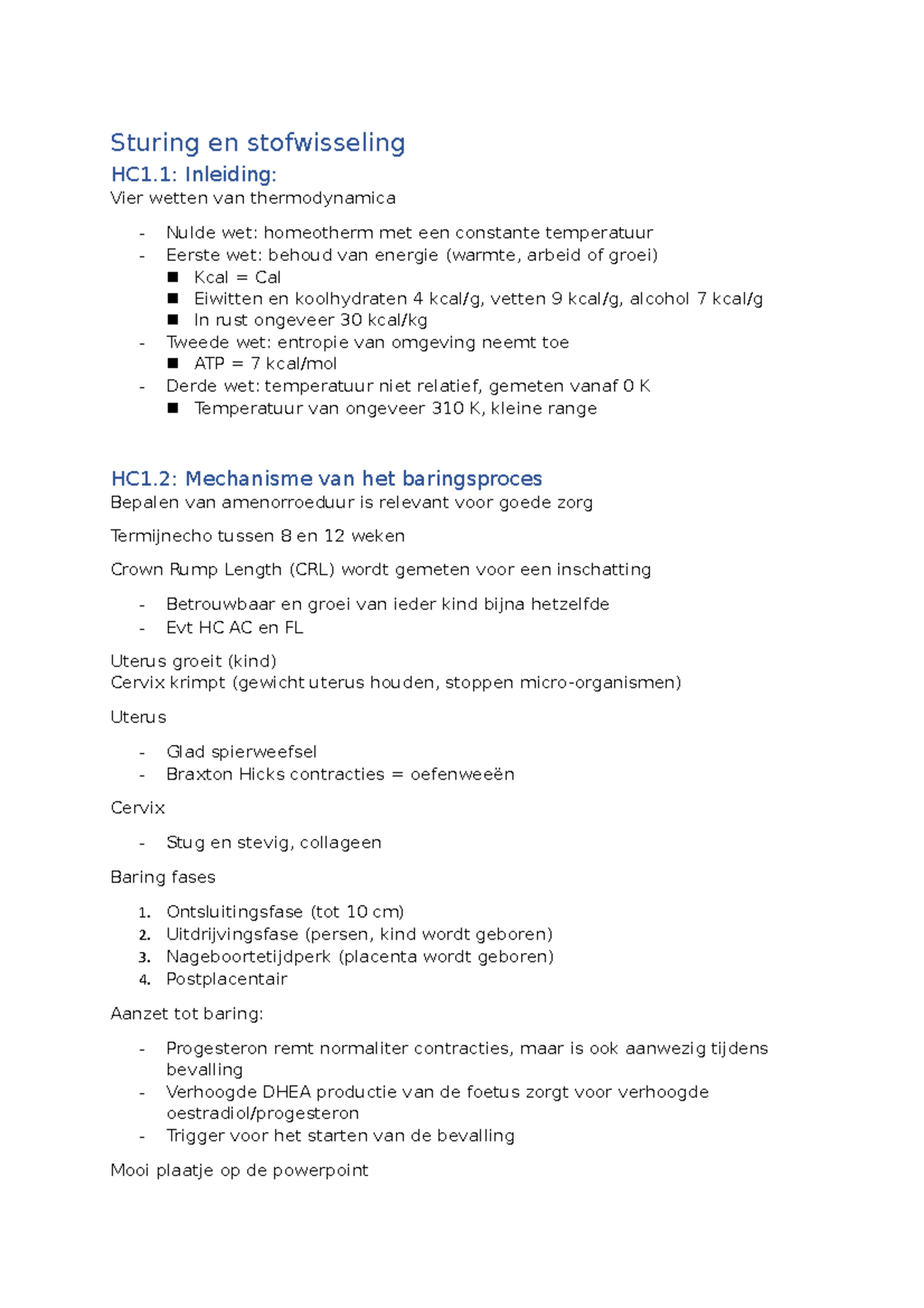 Sturing en Stofwisseling - Sturing en stofwisseling HC1: Inleiding ...