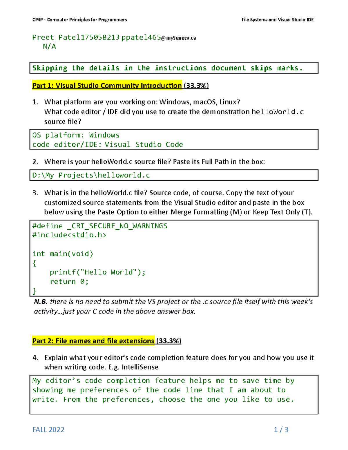 CPR101 W01 File System-Visual Studio - CP4P - Computer Principles for Programmers File Systems ...