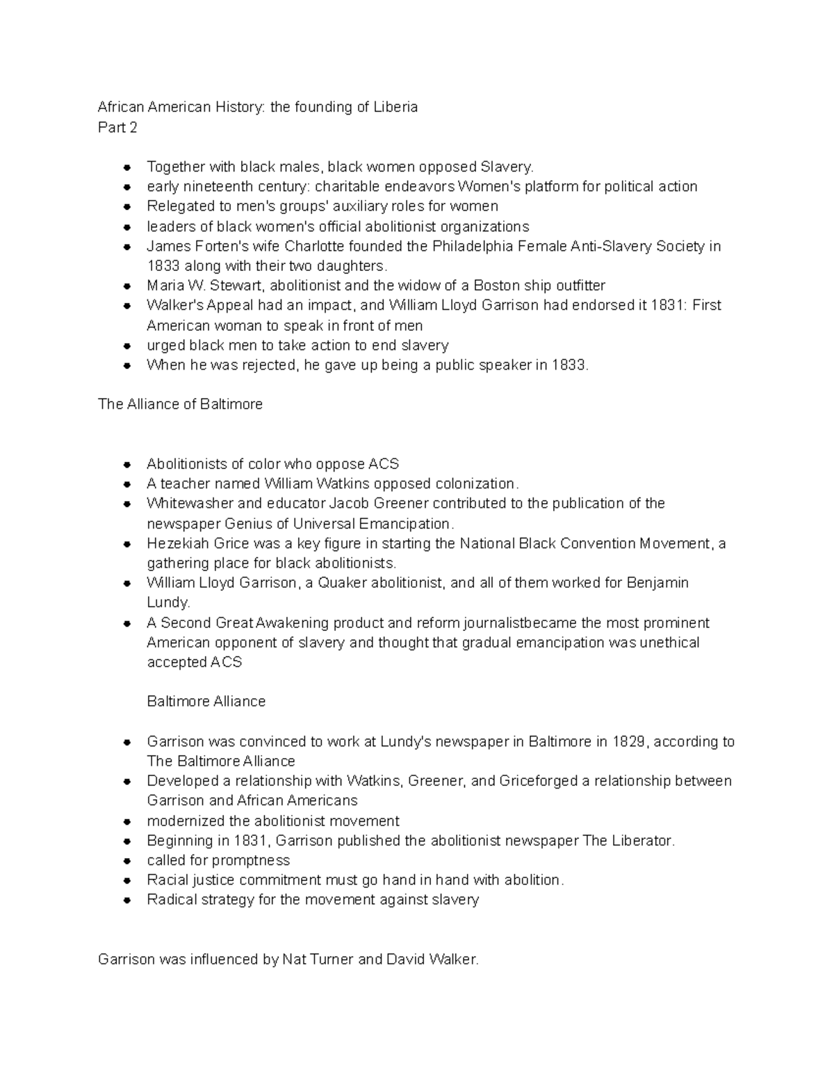 African American History- the founding of Liberia - early nineteenth ...