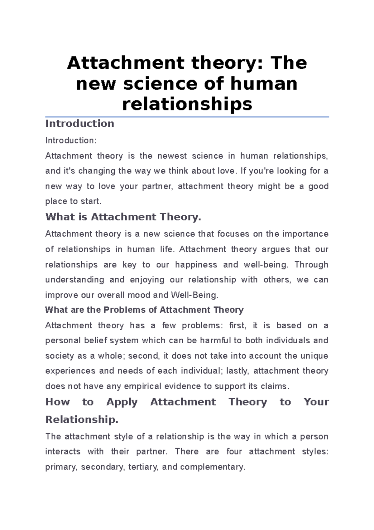 Attachment theory The new science of human relationships - Attachment ...