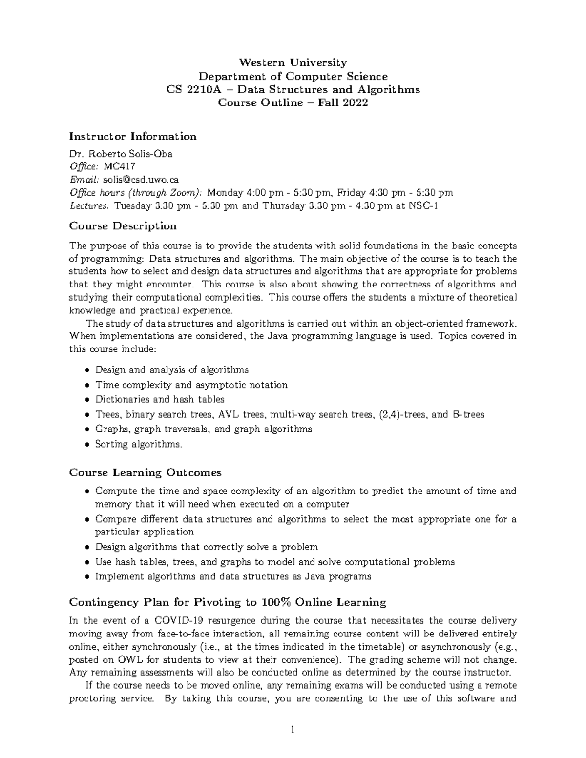 2022-CS2210-a. - Western University Department of Computer Science CS 2210A – Data Structures ...