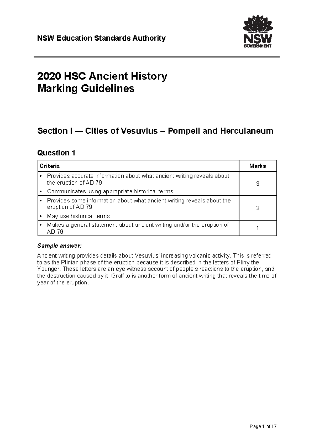 2020 HSC Ancient History Practice Paper - NSW Education Standards ...