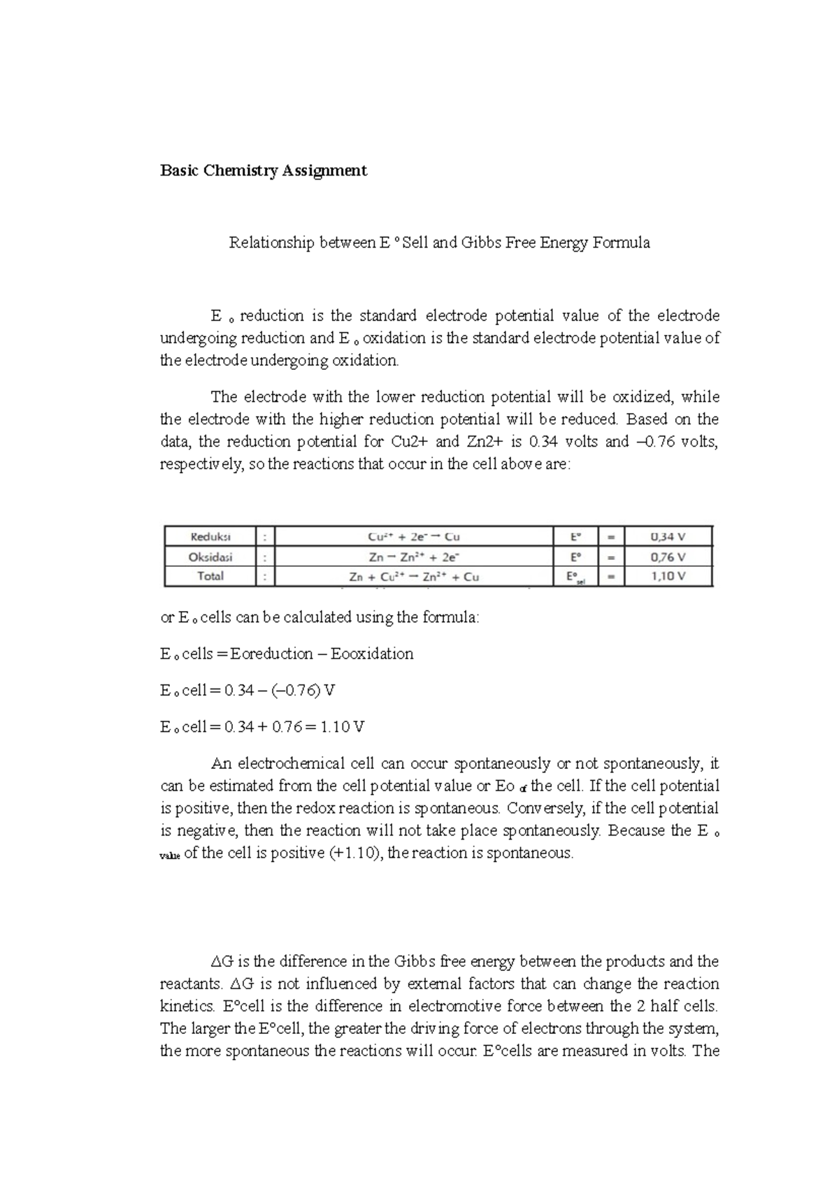 Basic Chemistry Assignment - Basic Chemistry Assignment Relationship ...