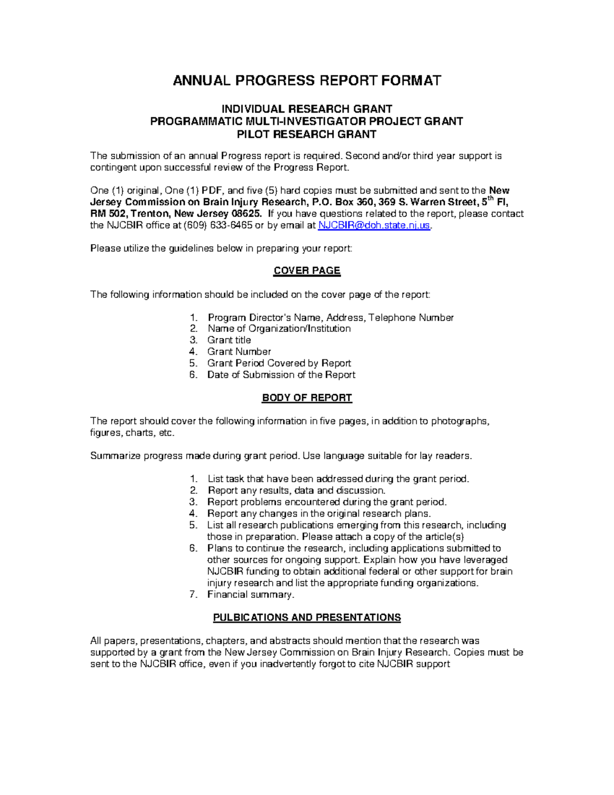 Annual progress report - Second and/or third year support is contingent ...