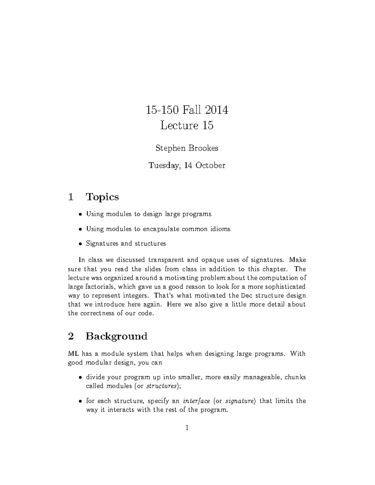 Lecture 17-notes - Fall 2014. - 15-150 Fall 2014 Lecture 15 Stephen ...