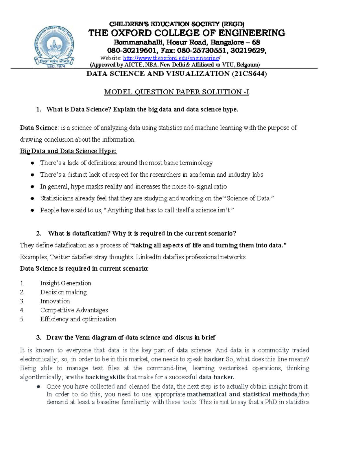 Dss model question paper solution - CHILDREN’S EDUCATION SOCIETY (REGD ...