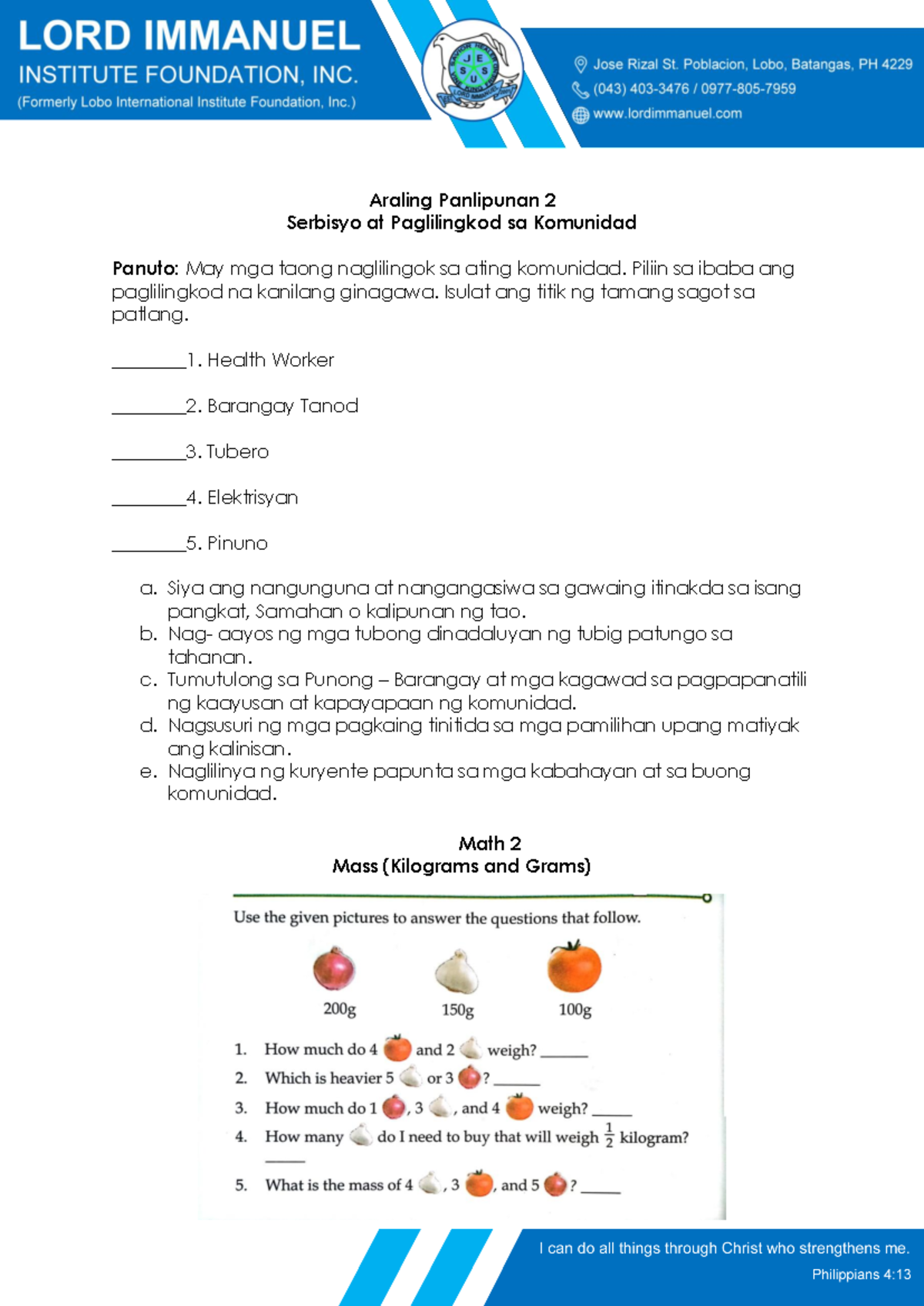 Grade 2 Module - Araling Panlipunan 2 Serbisyo at Paglilingkod sa ...