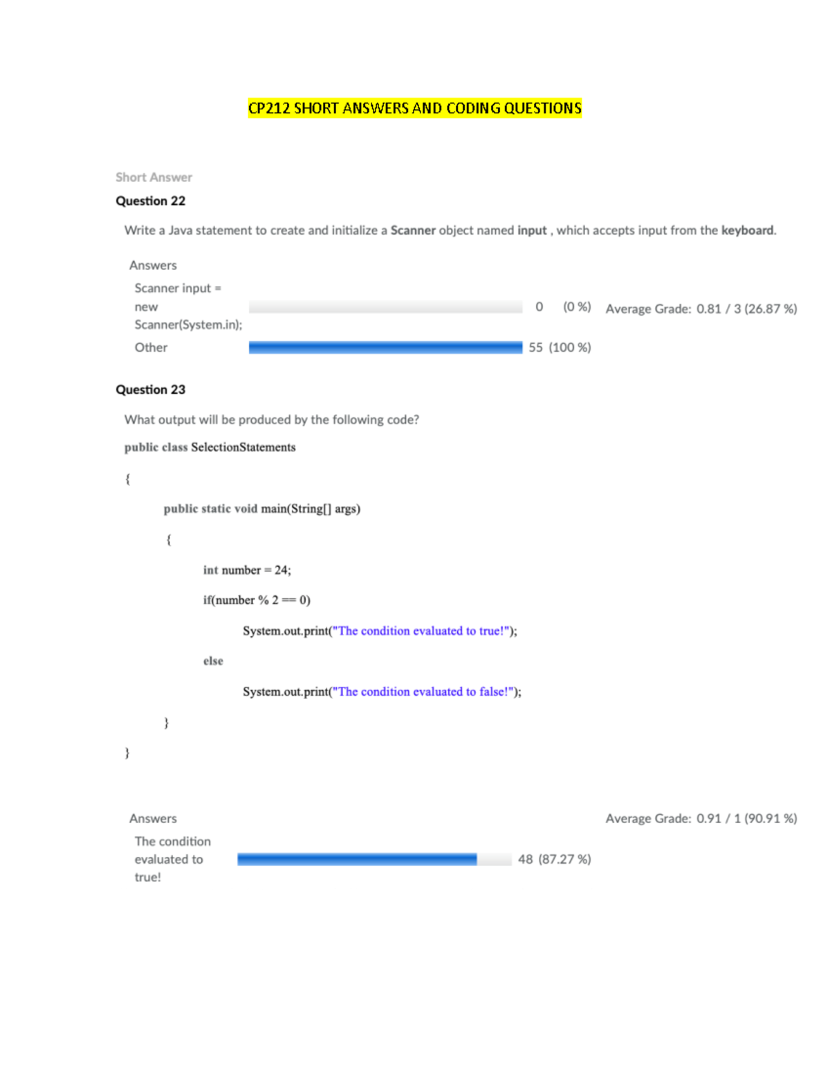 Cp213 Short Answer And Coding Midterm Questions Cp213 Cp212 Short