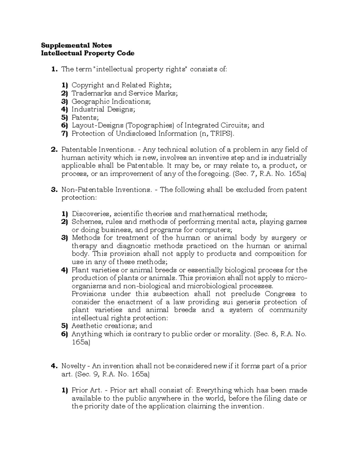 Intellectual Property notes part 1 - Supplemental Notes Intellectual ...