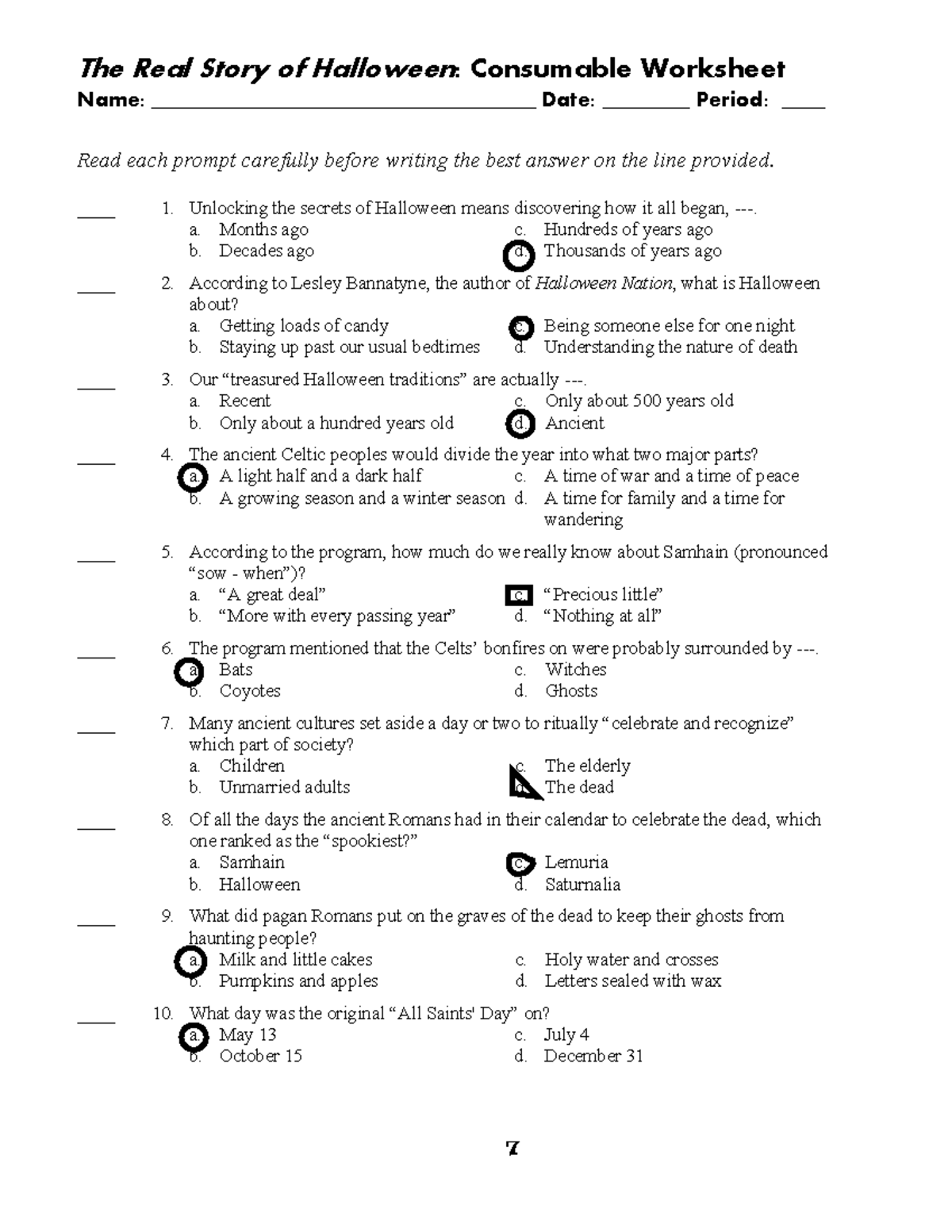 The Real Storyof Halloween Video Worksheets Video Quizzes-2 - Name ...
