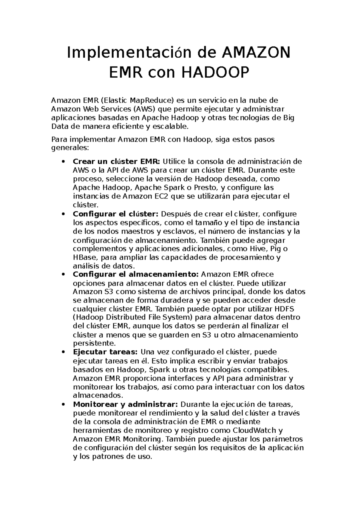 Implementación de Amazon EMR con Hadoop - Implementación de AMAZON EMR con HADOOP Amazon EMR ...