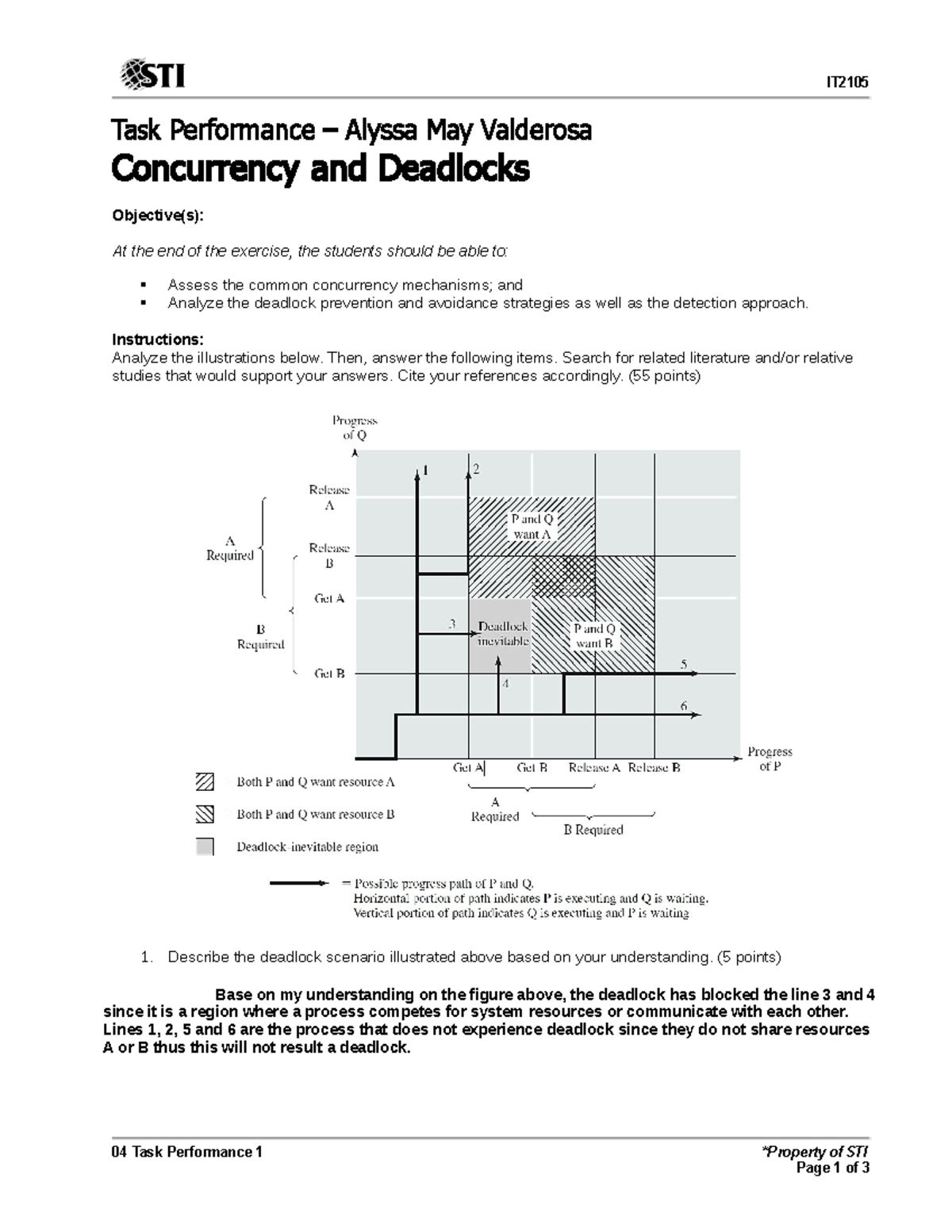 04 Task Performance 1 - Task Performance – Alyssa May Valderosa Concurrency and Deadlocks - Studocu