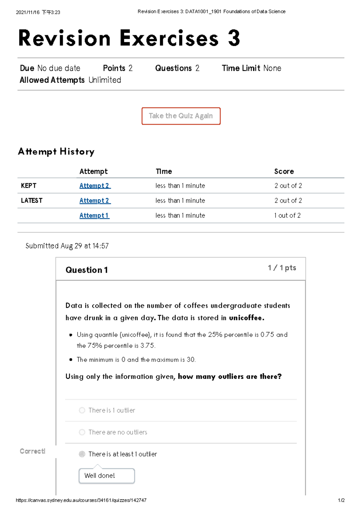 Revision Exercises 3 DATA1001 1901 Foundations of Data Science - - Studocu