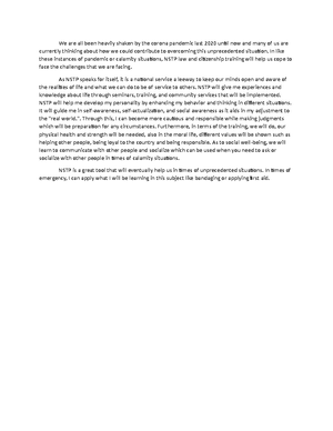 E7 - non - One of the components of the National Service Training ...