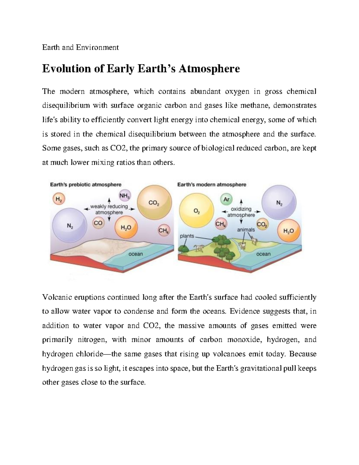 Evolution of Early Earth’s Atmosphere - Earth and Environment Evolution ...