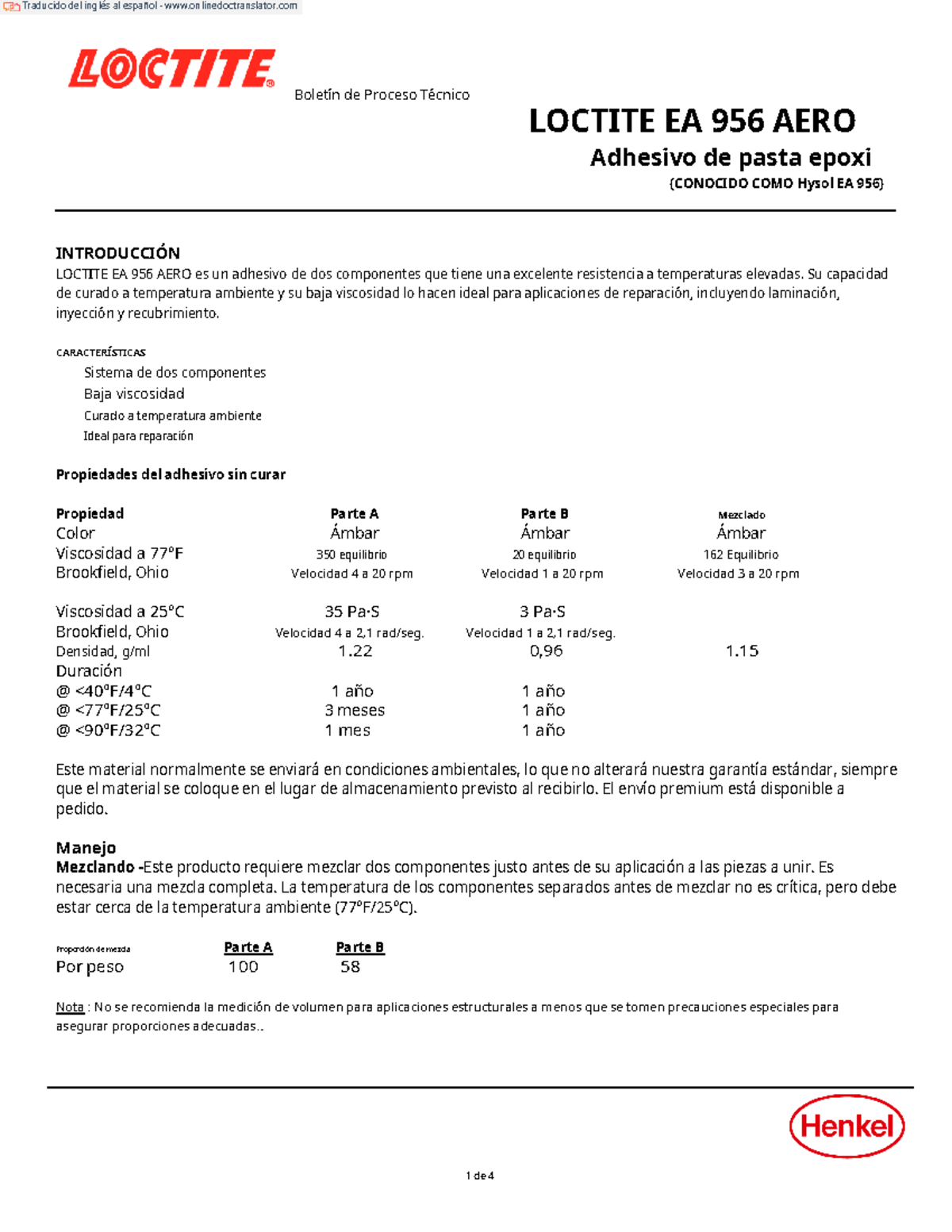 EA 956 TDS - Ficha tecnica - Boletín de Proceso Técnico LOCTITE EA 956 ...
