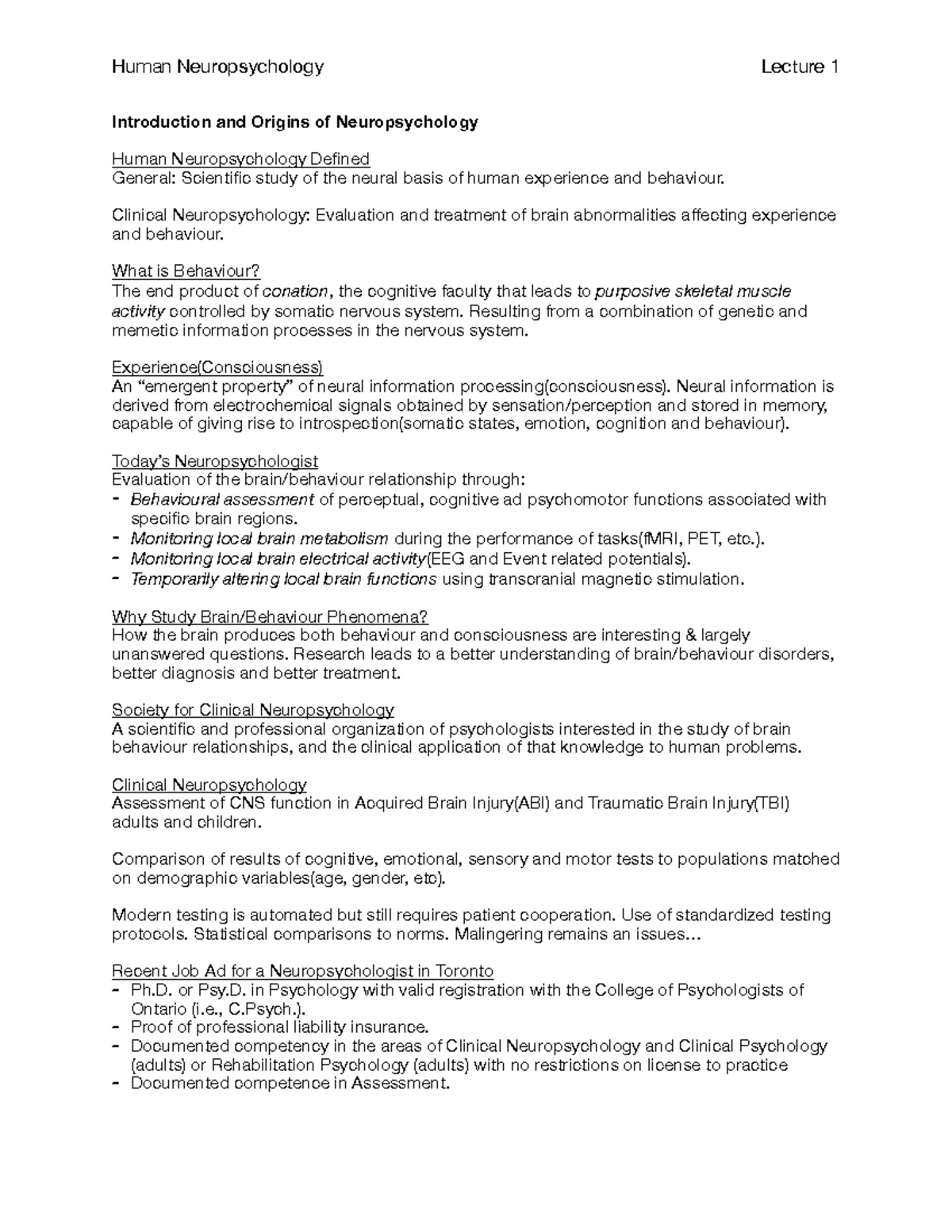 Introduction and Origins of Neuropsychology - Clinical Neuropsychology ...