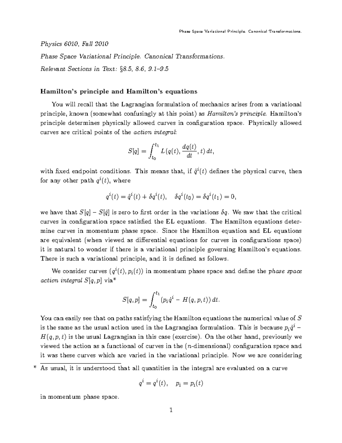 11.pdf Hamilton's principle and hamilton's equations - Phase Space ...