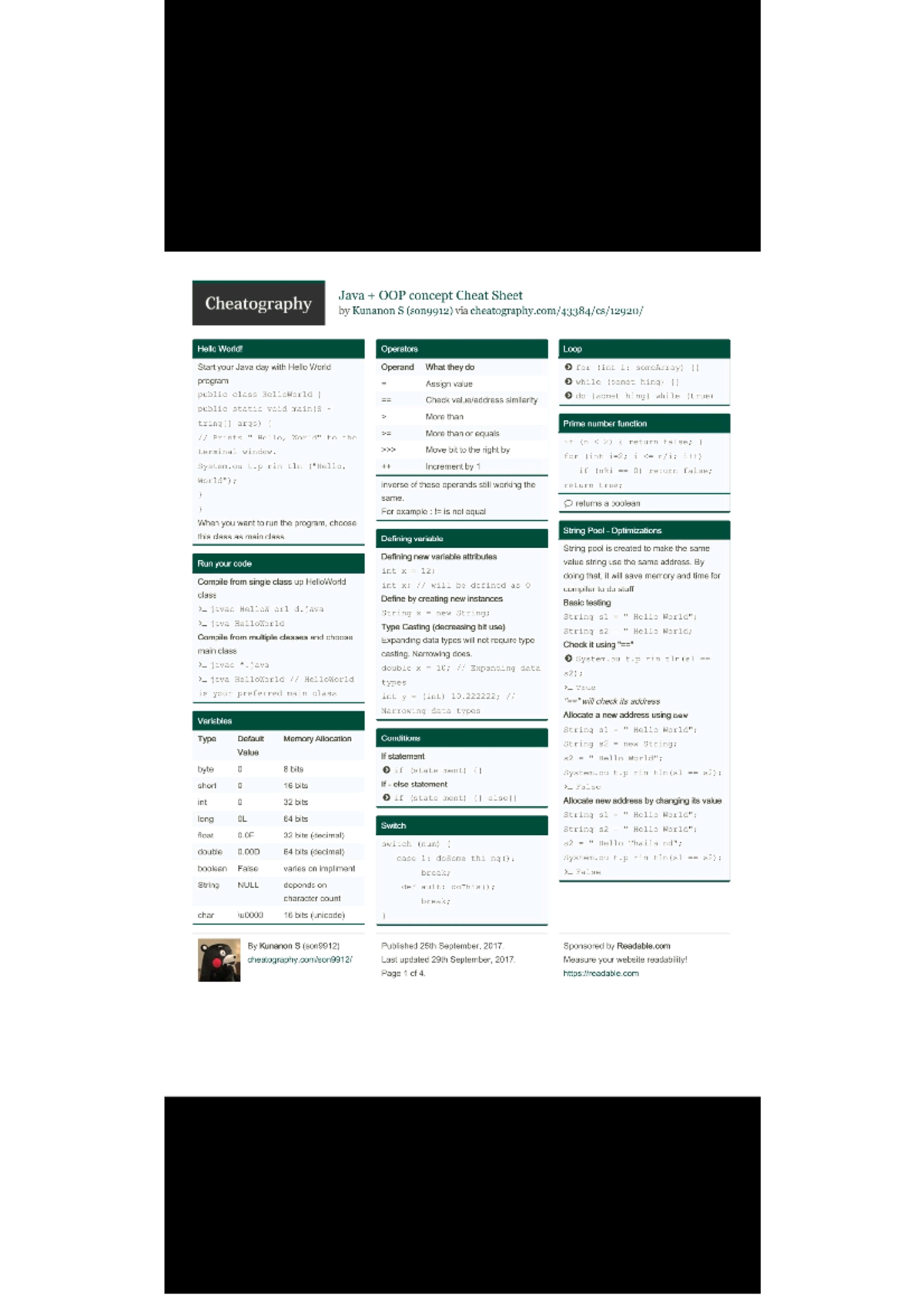 Java + OPP cheat sheet - Read carefully. - Computer science and engineering - Studocu