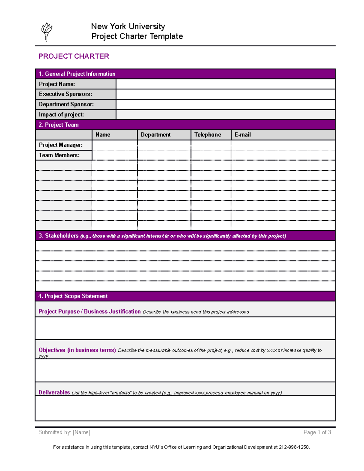 Project Charter Template 03 - New York University Project Charter ...