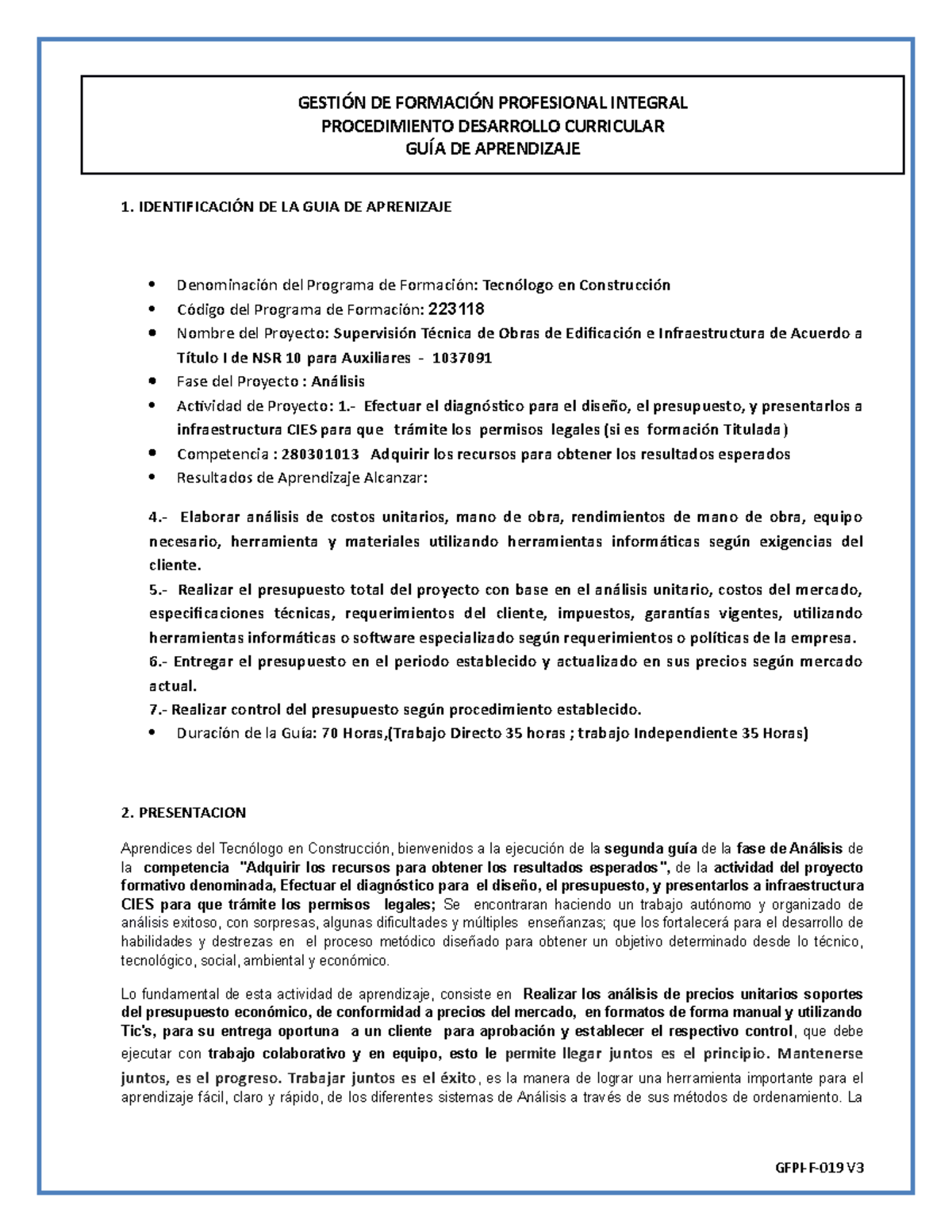 GFPI-F-019 Formato Guia de Aprendizaje - GESTIÓN DE FORMACIÓN PROFESIONAL INTEGRAL PROCEDIMIENTO ...