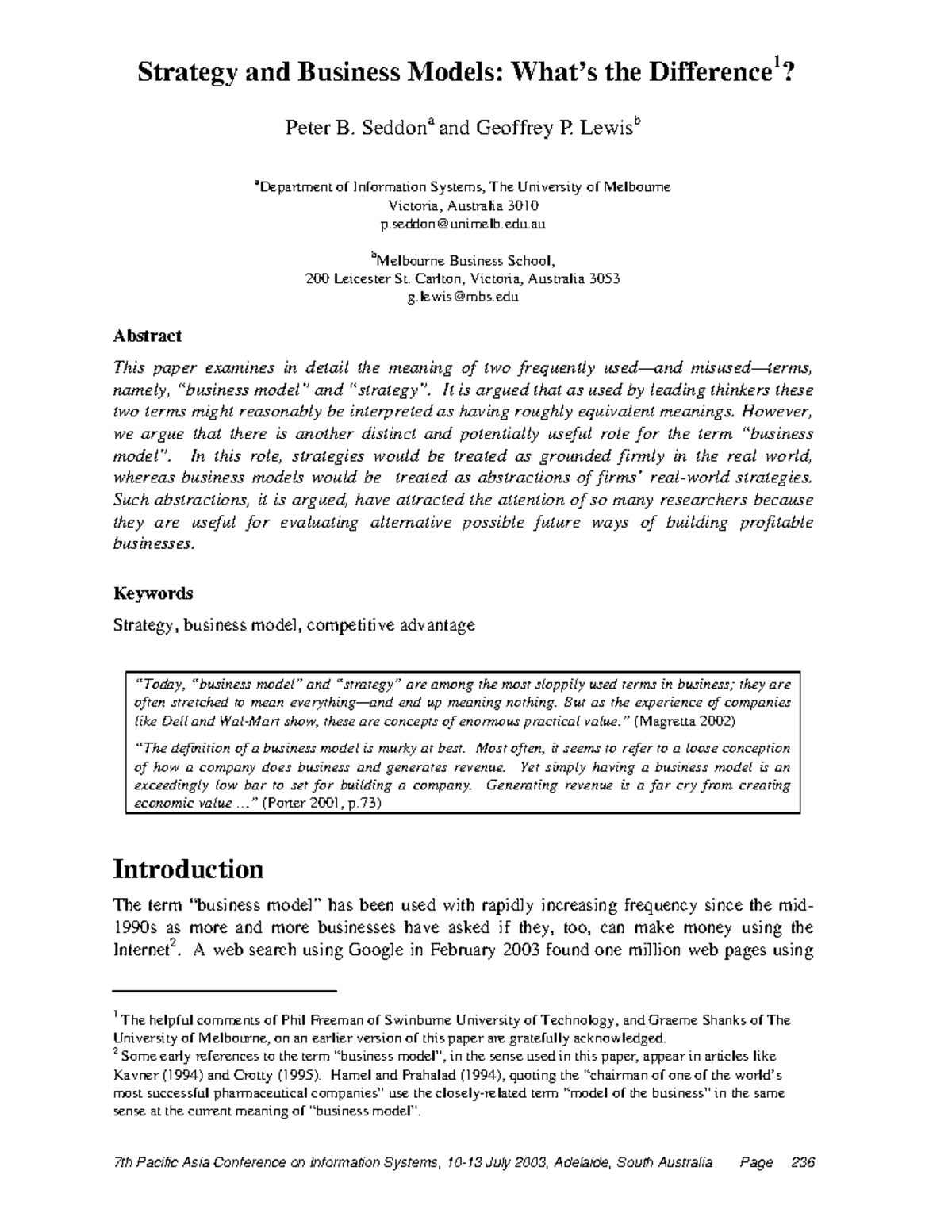 Strategy versus Business Model - Strategy and Business Models: What’s ...