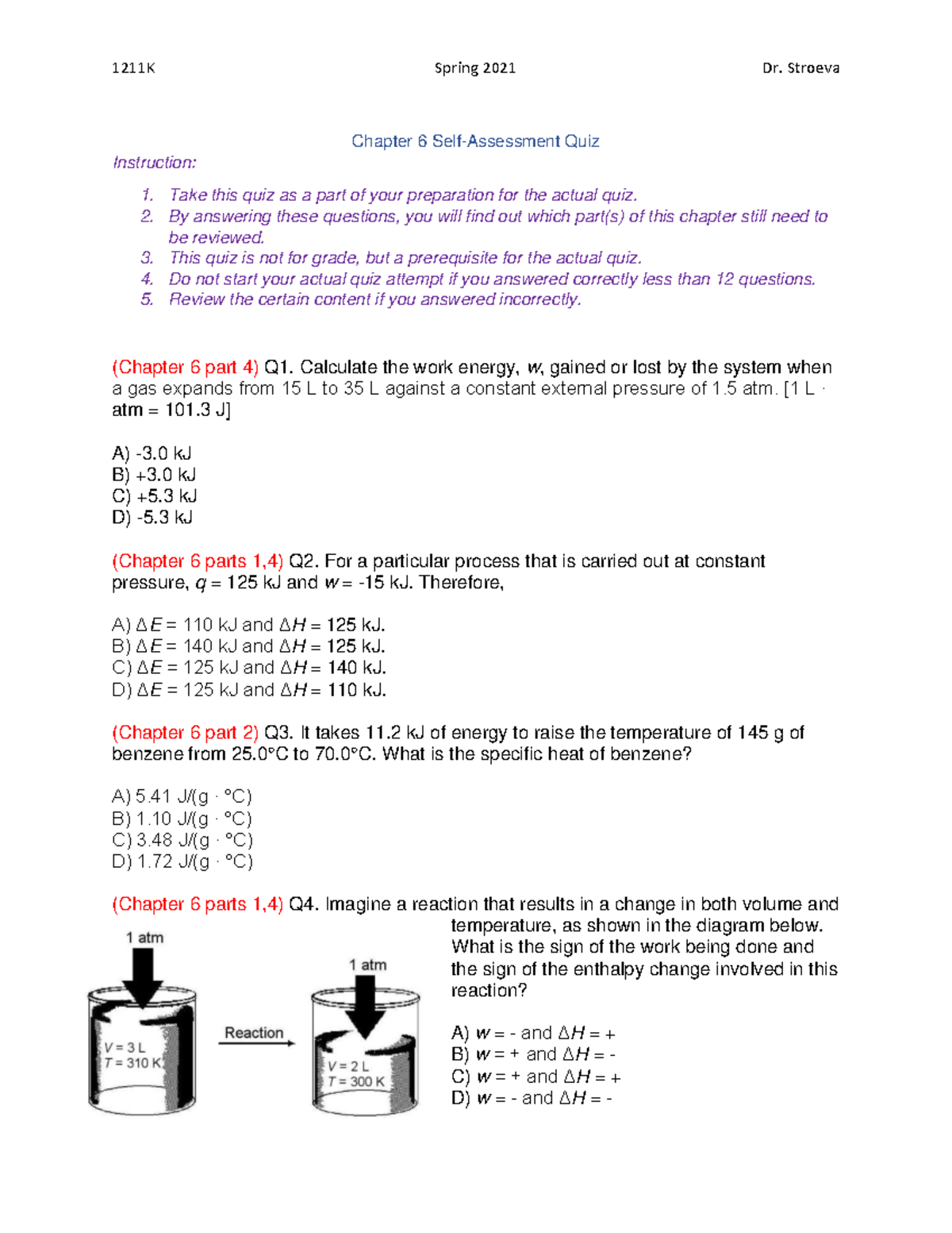 Chapter 6 Self-assessment quiz - Chapter 6 Self-Assessment Quiz ...