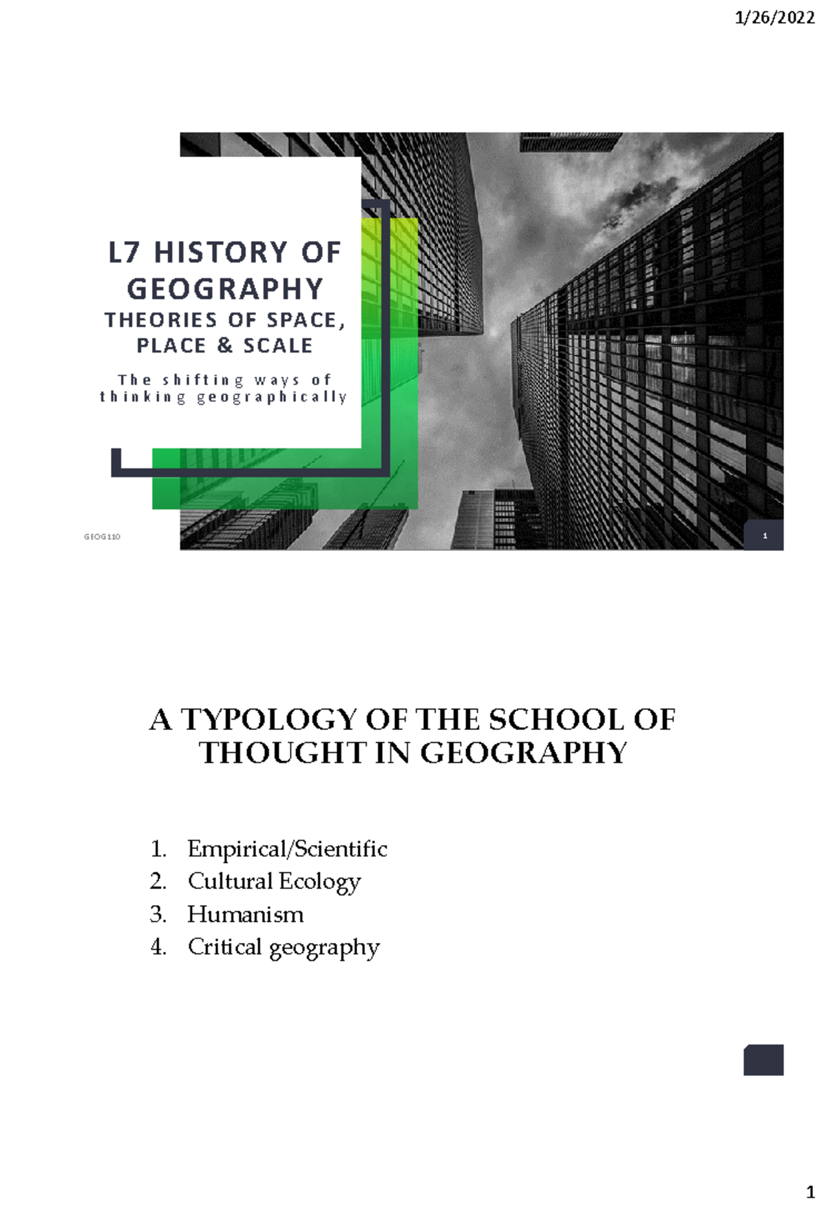 L7 History of Geography(part 1) - L7 HISTORY OF GEOGRAPHY THEORIES OF ...