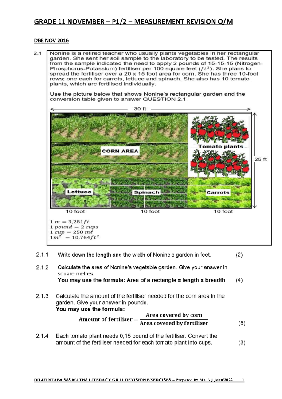 Grade 11PAST QP AND MEMO Measurement - SGES112 - DBE NOV DBE NOV 2017 P ...