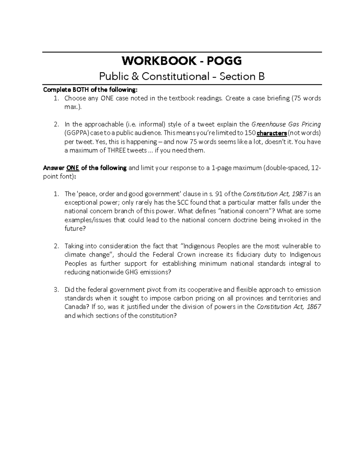 Workbook - WORKBOOK - POGG Public & Constitutional – Section B Complete ...