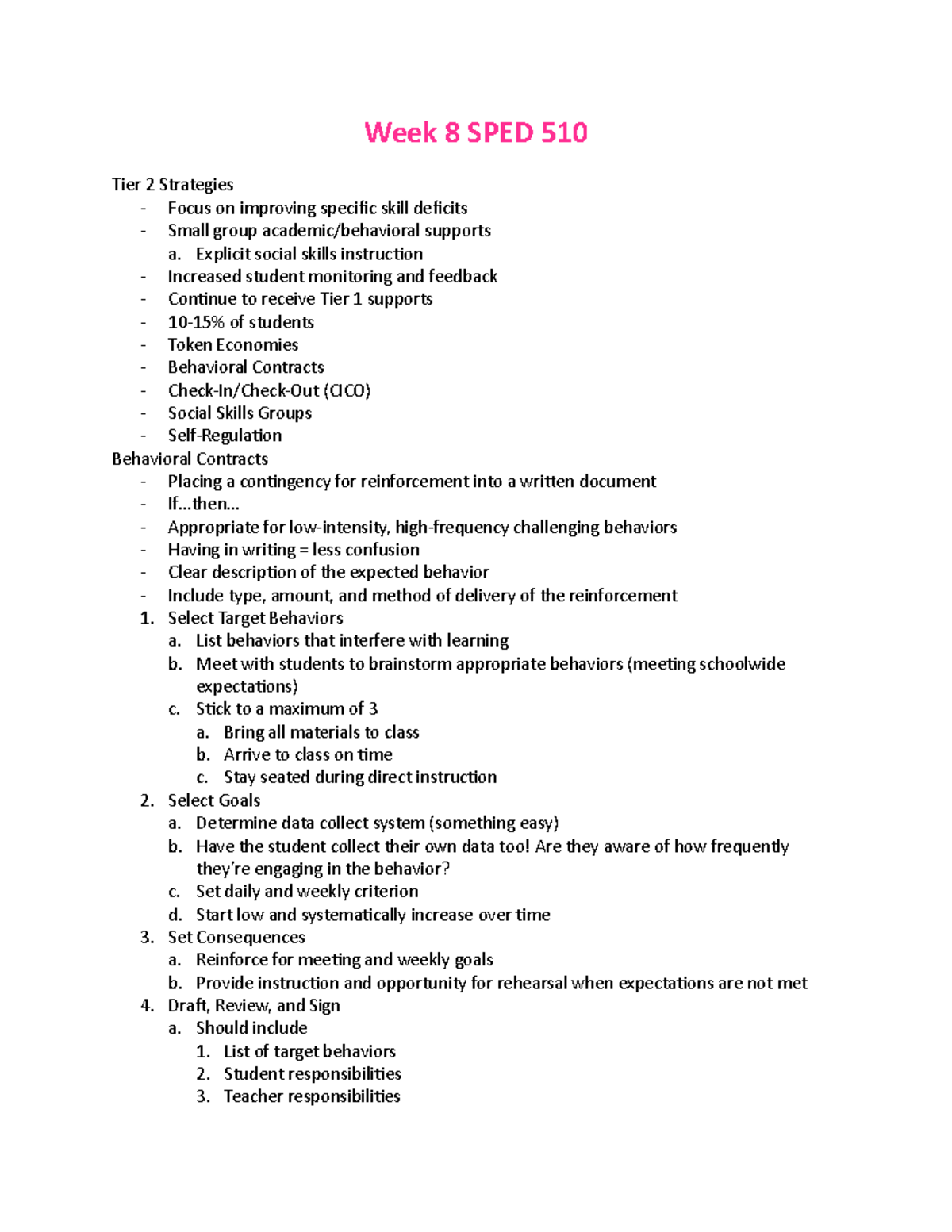 Week 8 SPED 510 - gfs - Week 8 SPED 510 Tier 2 Strategies - Focus on ...