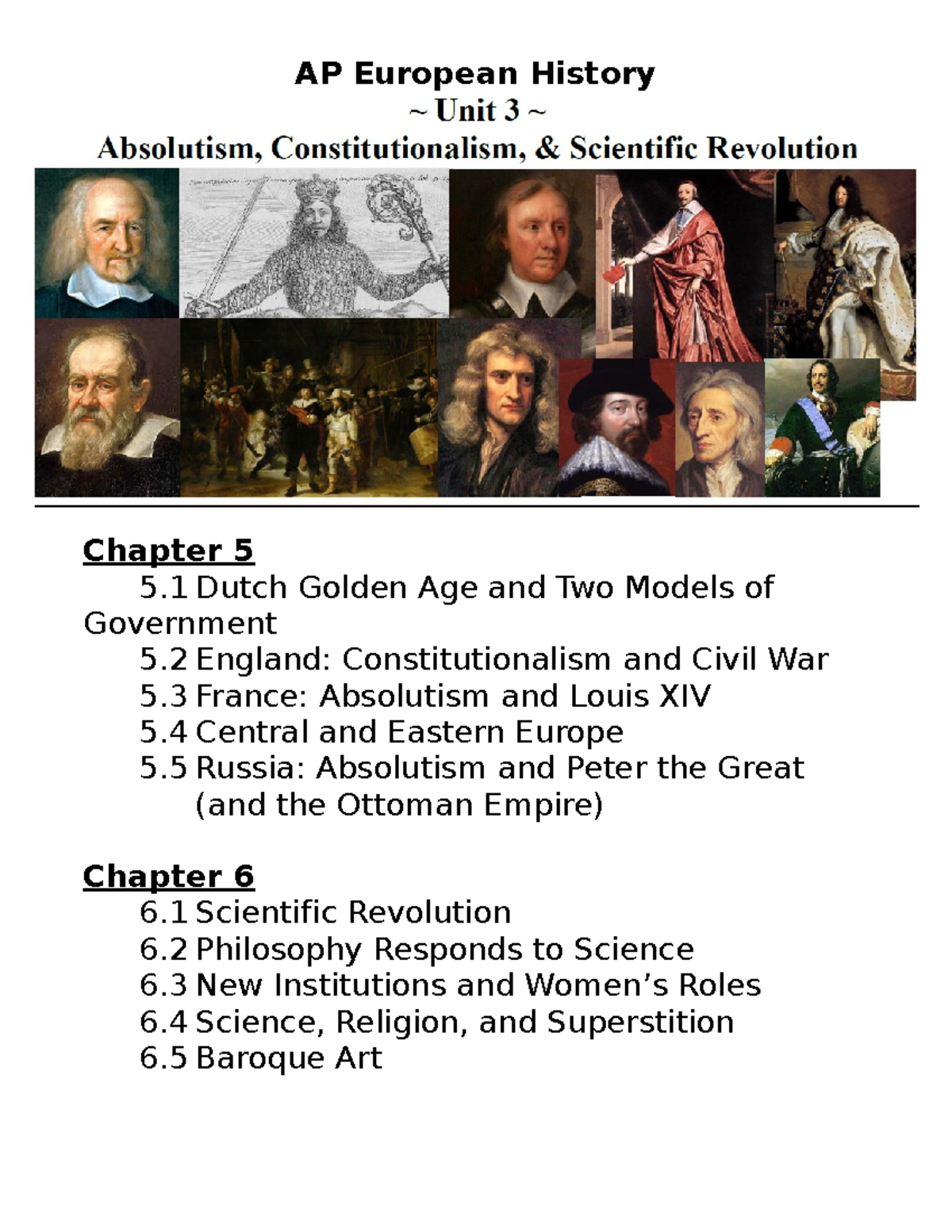 Kevin Martinez - Unit 3 Notes - AP European History Chapter 5 5 Dutch ...