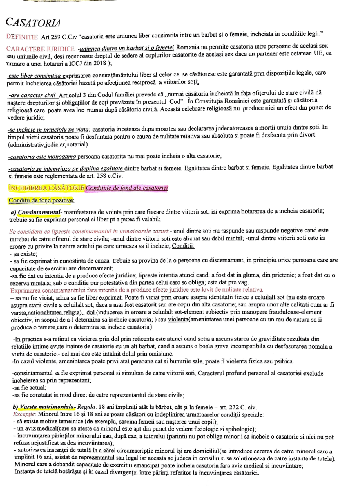 Casatoria - CASATORIA DEFINITIE Art 259 C "casatoria este uniunea liber ...