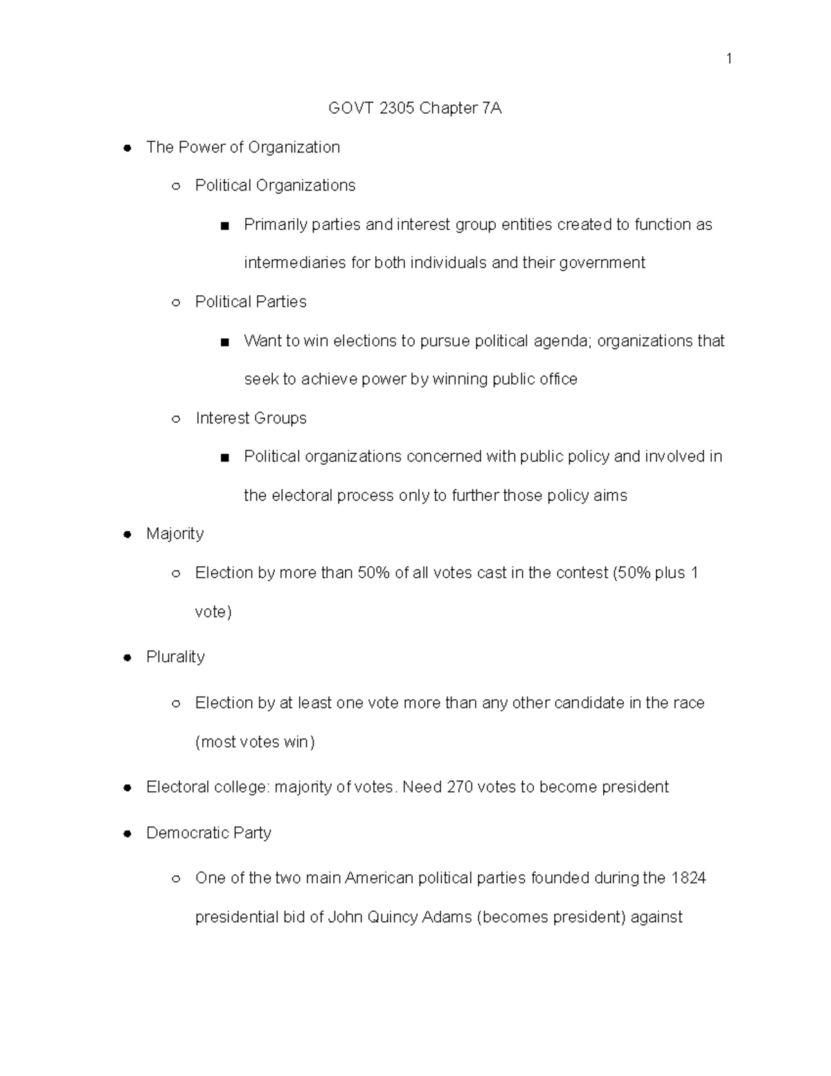 GOVT 2305 Chapter 7A - GOVT 2305 - LSC - Studocu