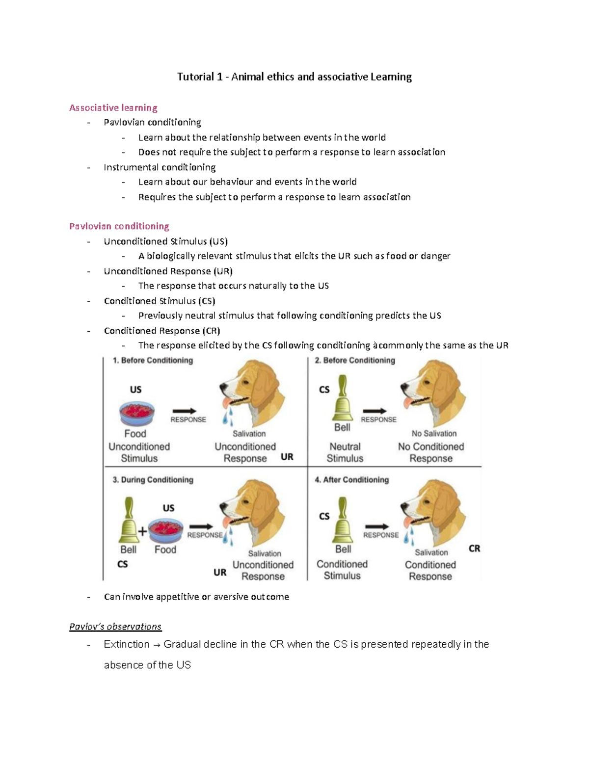 Tutorial 1 - Animal ethics and associative Learning - List arguments ...