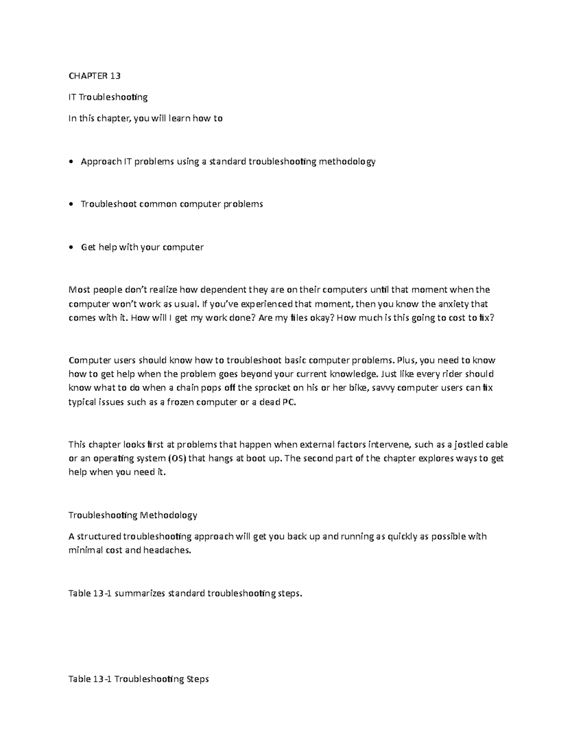 Chapter 13 IT troubleshooting - CHAPTER 13 IT Troubleshooting In this ...