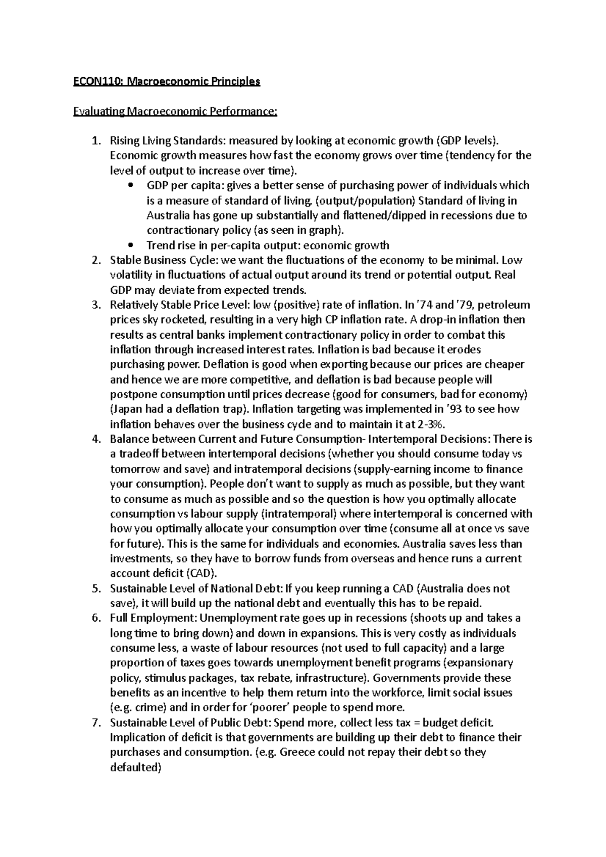 ECON110 - Lecture notes 1-8 - ECON110: Macroeconomic Principles ...