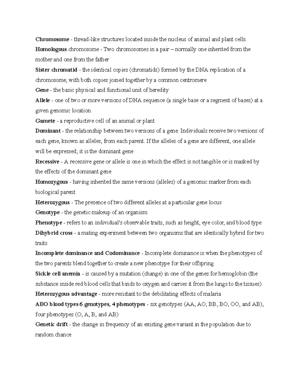 Study guide terms for exam 2 - Chromosome - thread-like structures ...