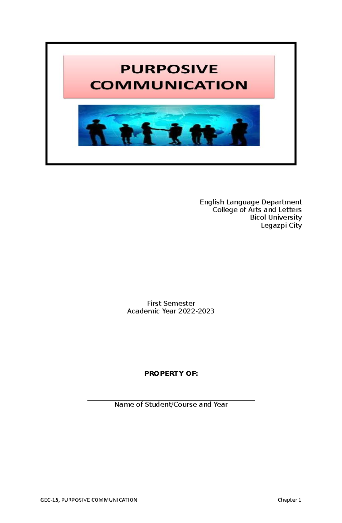 Chapter 1 Purcom 1 - Learning Materials for Purposive Communication by Prof. Mayen Buenconsejo ...