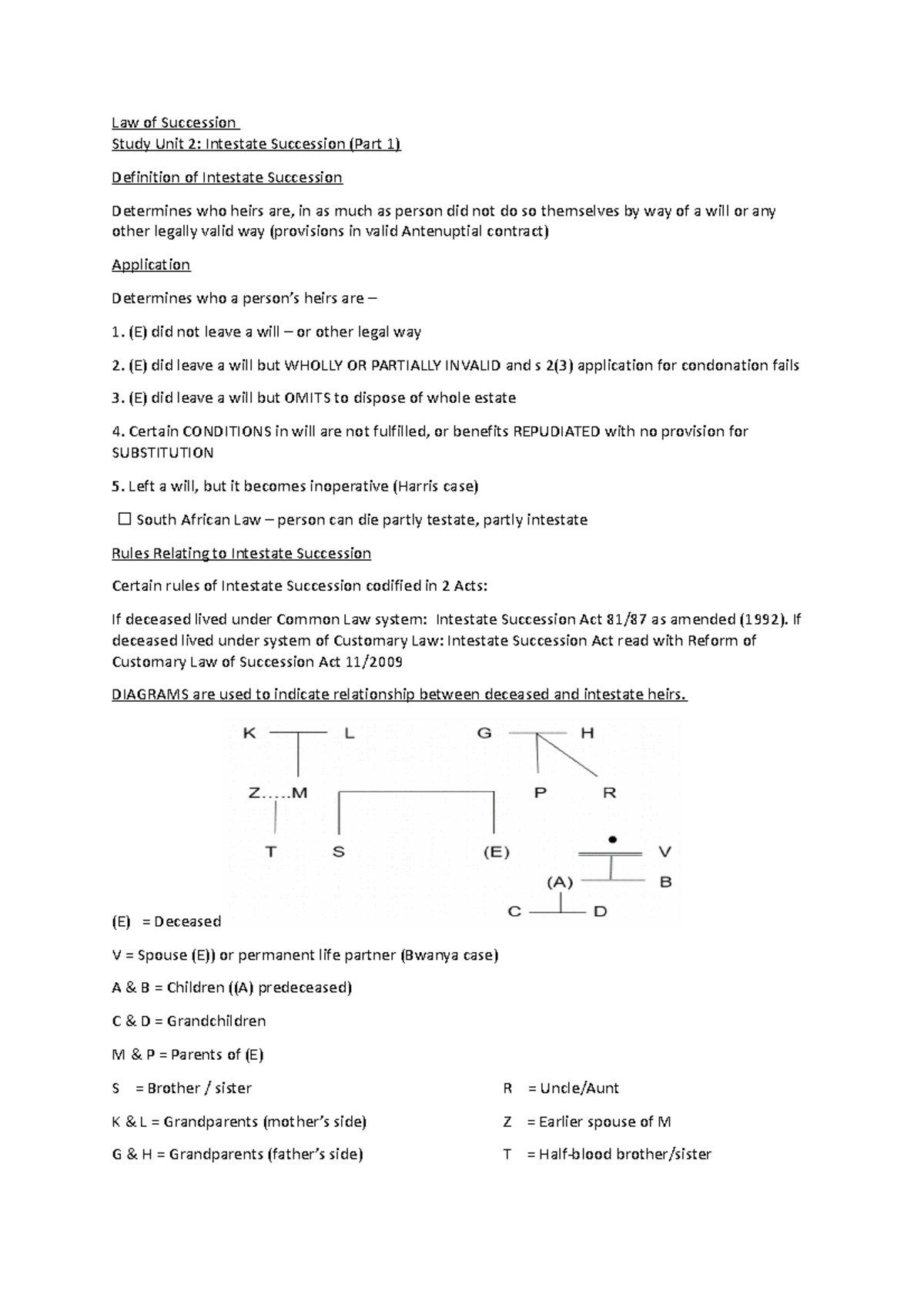 Succession su 2 part 1 - Law of Succession Study Unit 2: Intestate ...