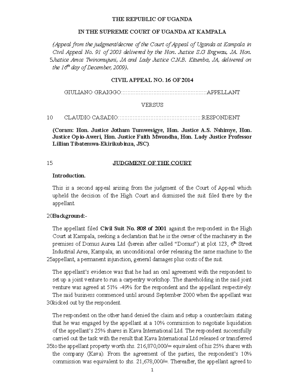 Supreme court uganda 2017 23 - THE REPUBLIC OF UGANDA IN THE SUPREME ...