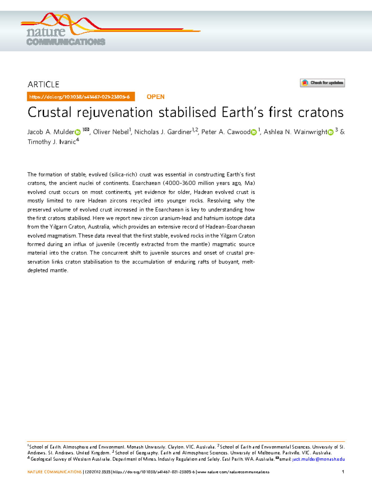 Craton Development - geo guide - ARTICLE Crustal rejuvenation ...