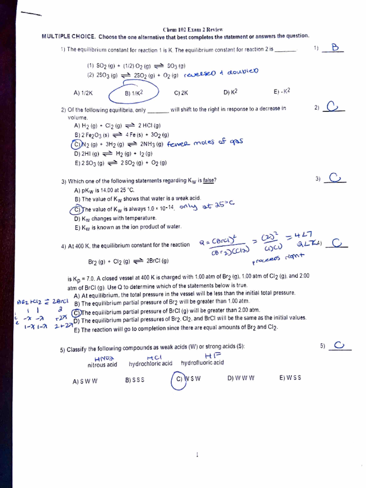 Chem 102 Exam 2 Review - Chem 102Exam 2 Rr,·lrw MULTIPLECHOICE theonealternativethatbest - Studocu
