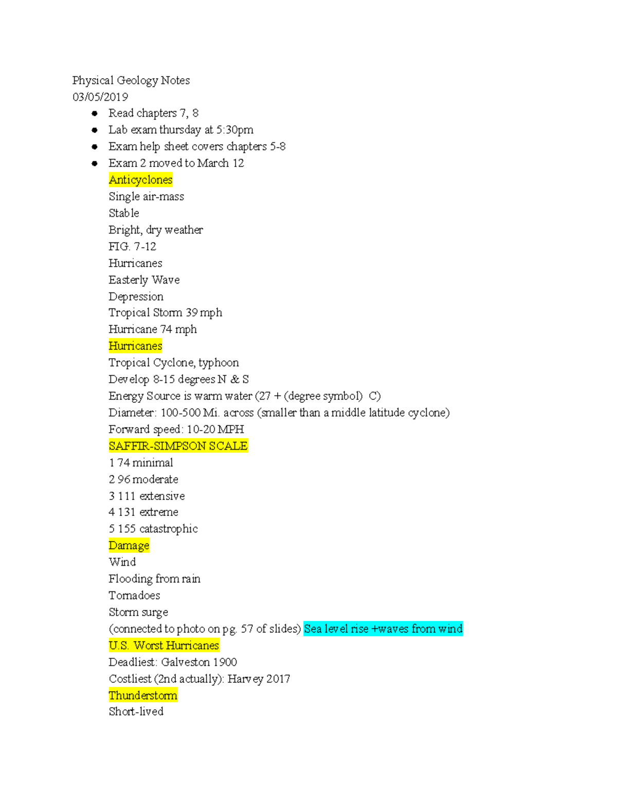 Physical Geography Notes - Physical Geology Notes 03/05/2019 Read ...