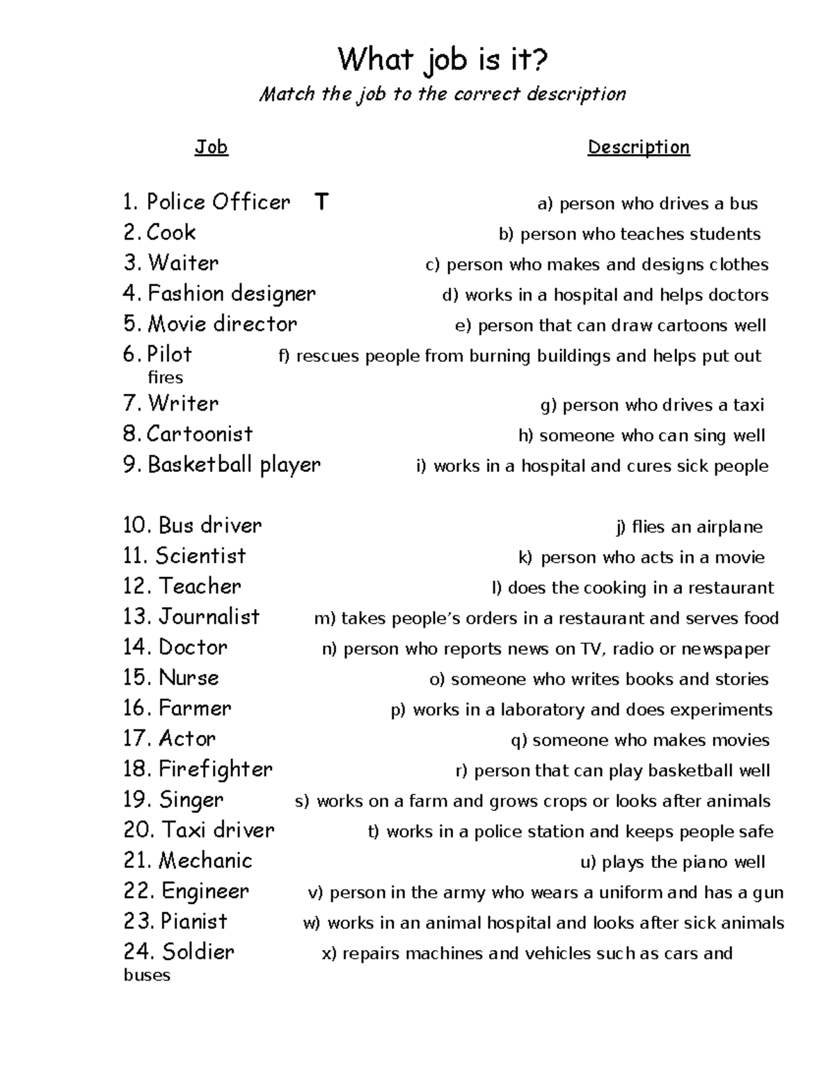 What-job-is-it 1993 - resumen - What job is it? Match the job to the ...