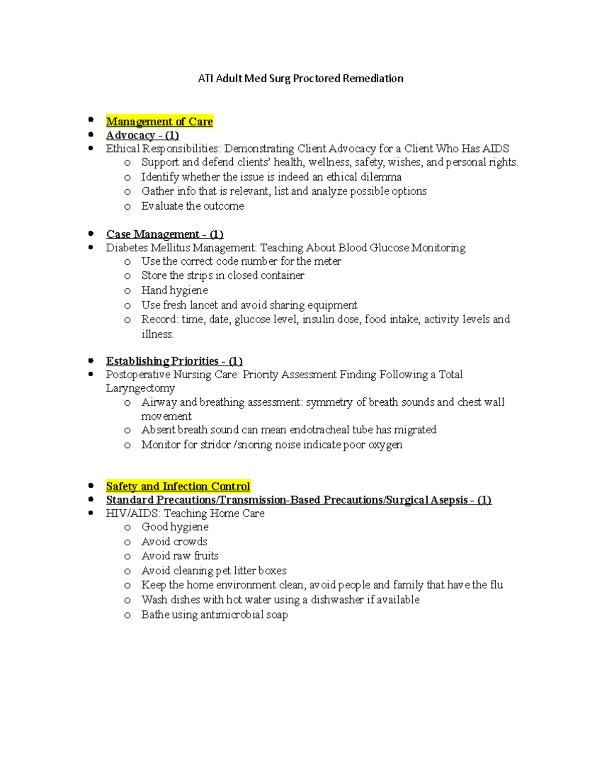 ATI adult med surg Remediation - ATI Adult Med Surg Proctored ...